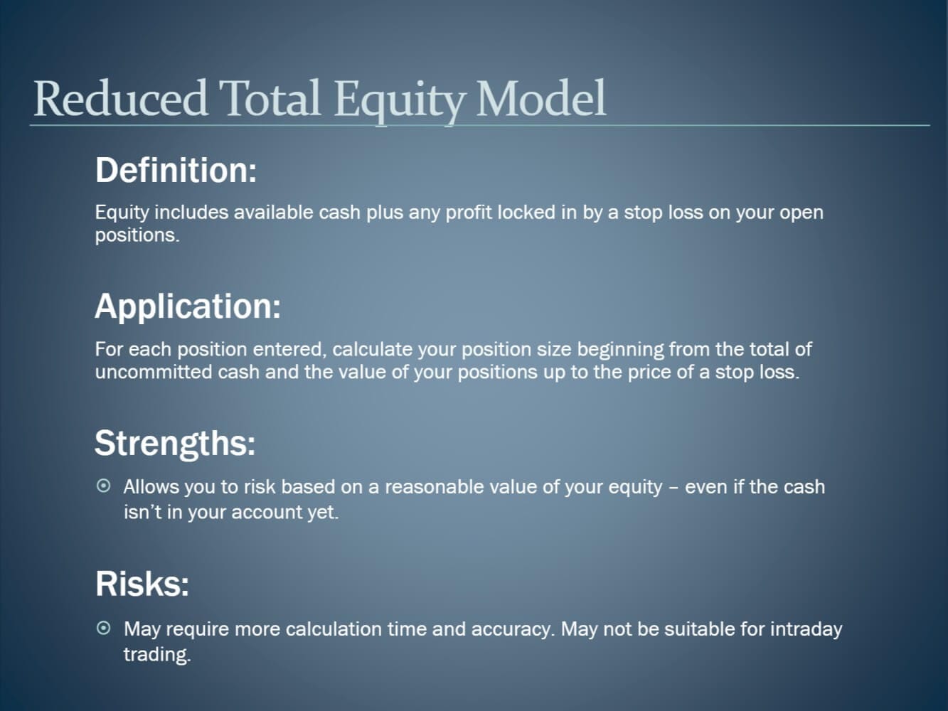 Reduced Total Equity Model | Van Tharp Institute